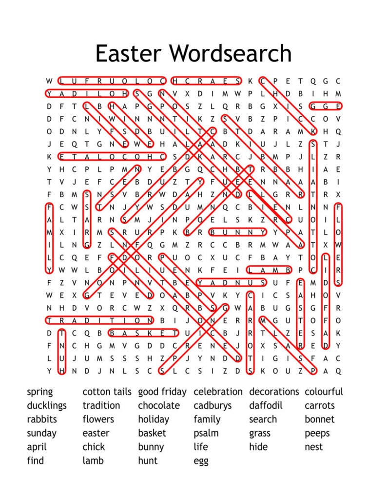 Kid's Easter Word Search Printable Download PDF Instant - Etsy