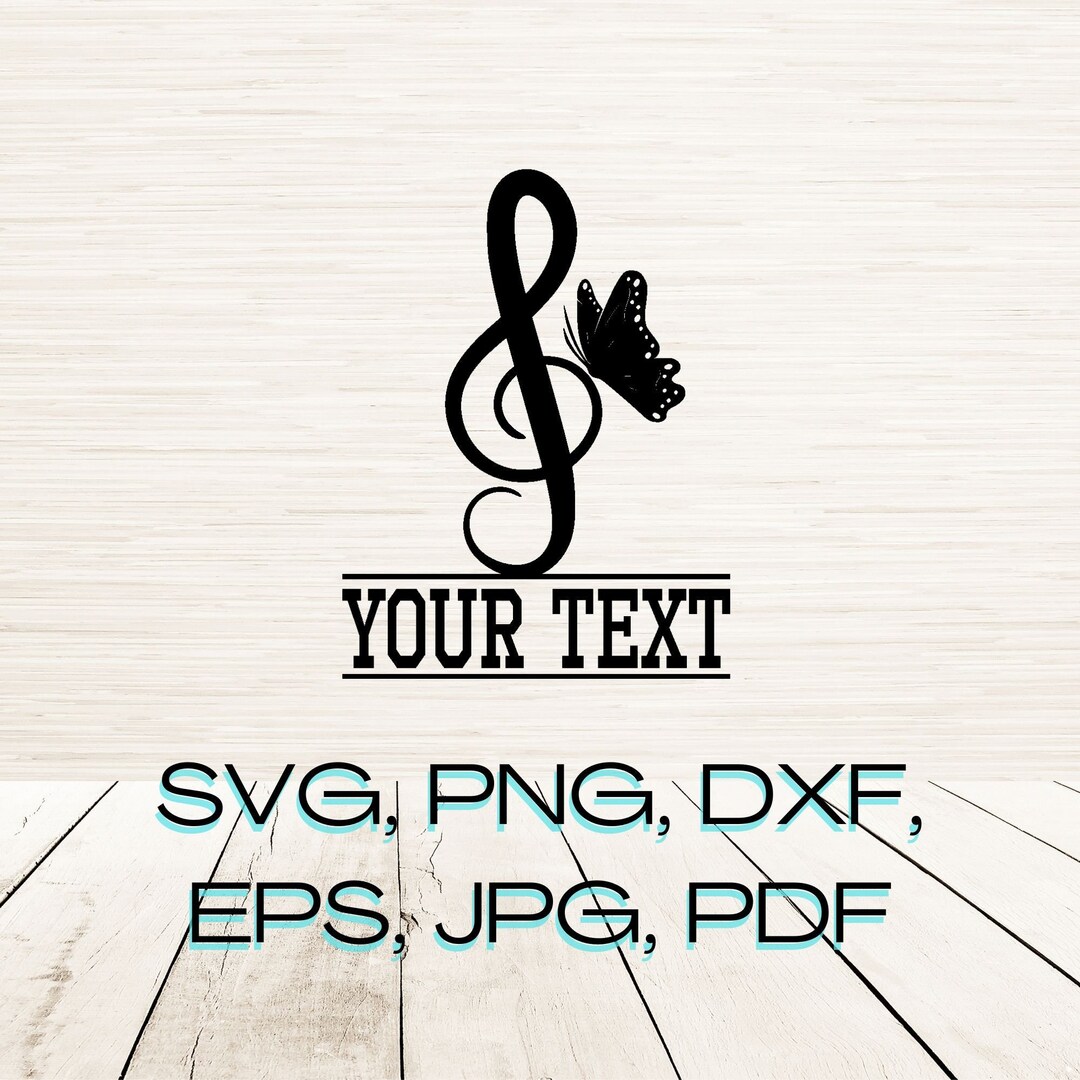 Split Monogram Treble Clef and Butterfly Silhouette Svg Png Instant ...
