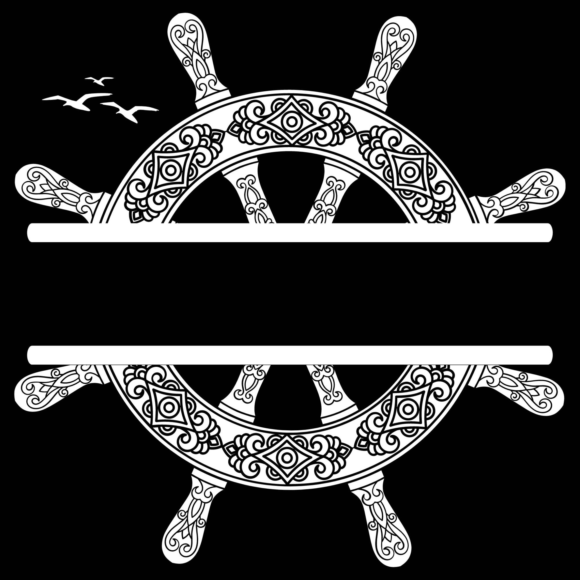 Split Monogram Fancy Ships Wheel Svg Dxf Png Eps Instant Digital ...