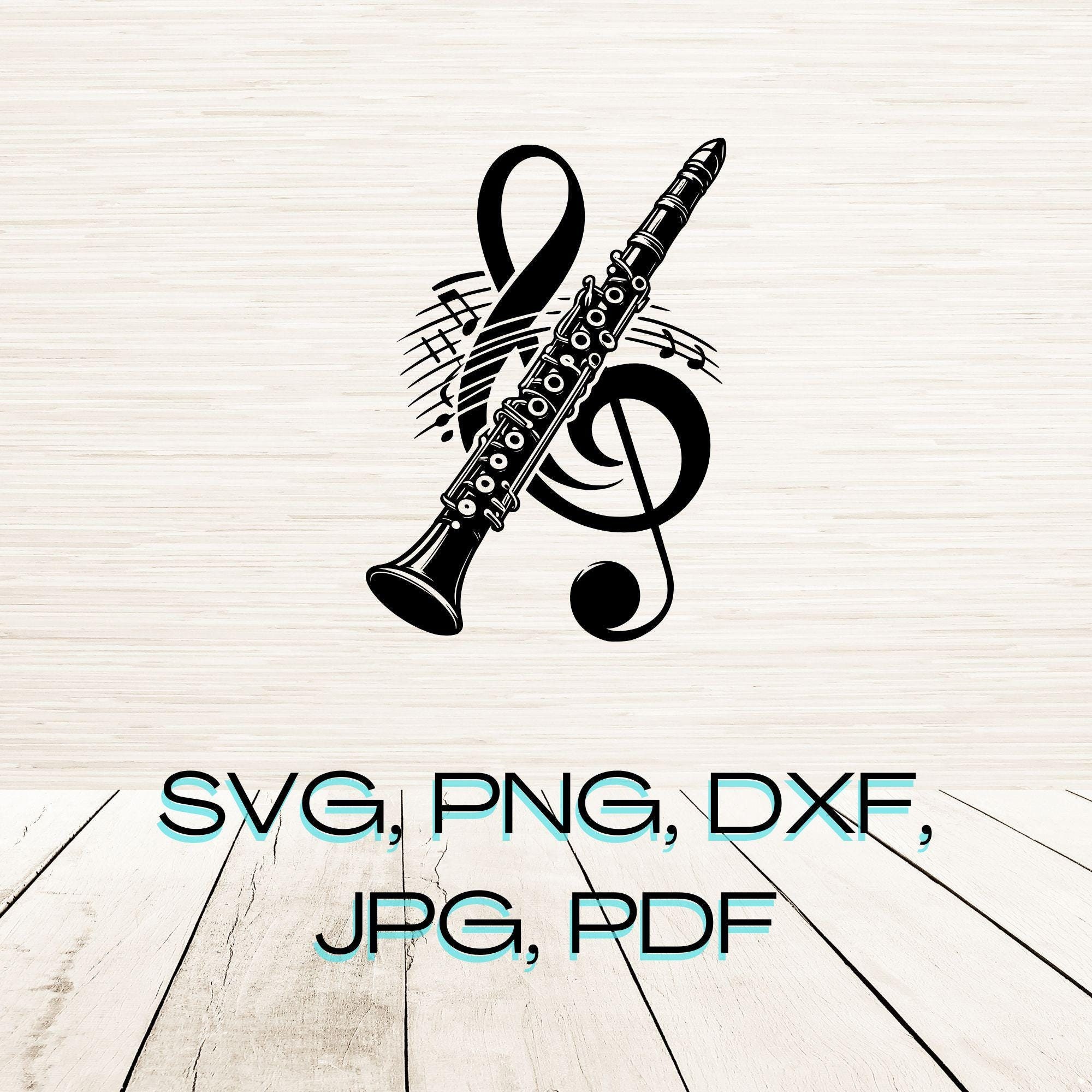 Clarinet Art Svg Dxf Png Instant Digital Download, Silhouette Clipart ...