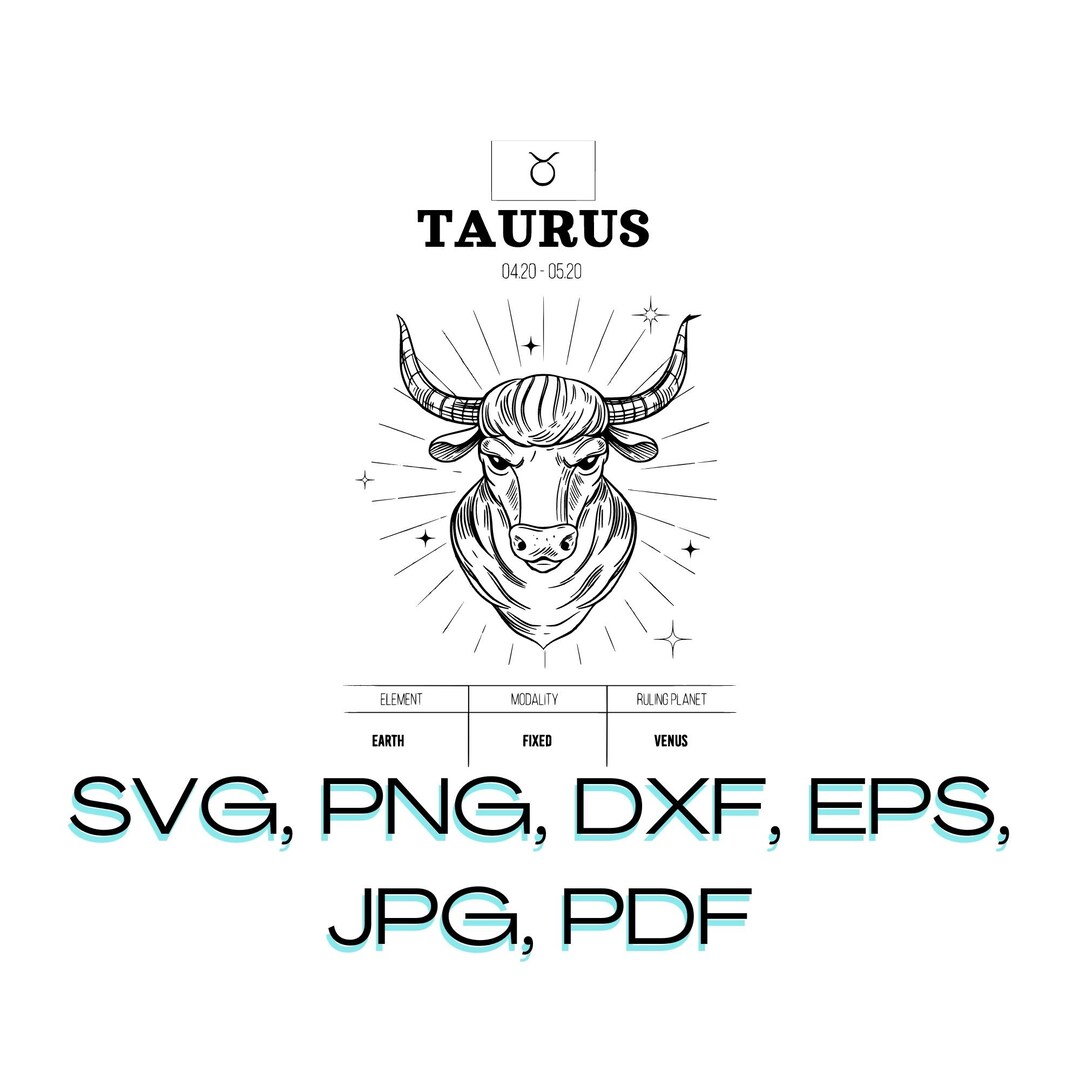 Taurus Zodiac Svg Clipart Instant Digital Download Eps Dxf - Etsy Canada
