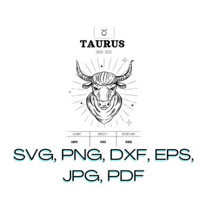 Taurus Zodiac Svg Clipart Instant Digital Download Eps Dxf Png Outline ...