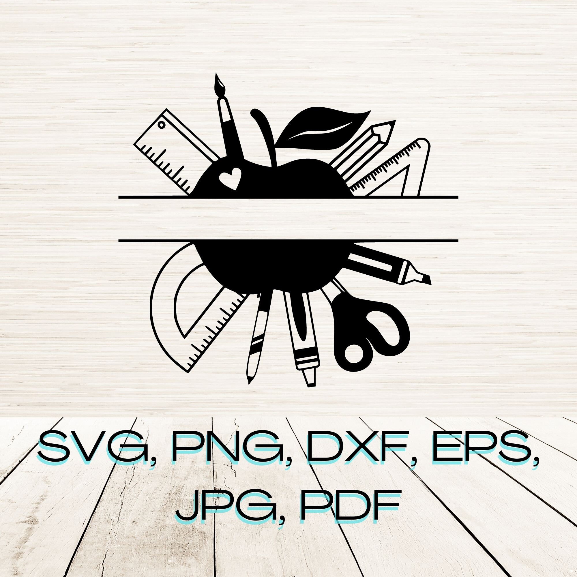 Split Monogram Teacher Art Svg Dxf Png Eps Instant Digital - Etsy