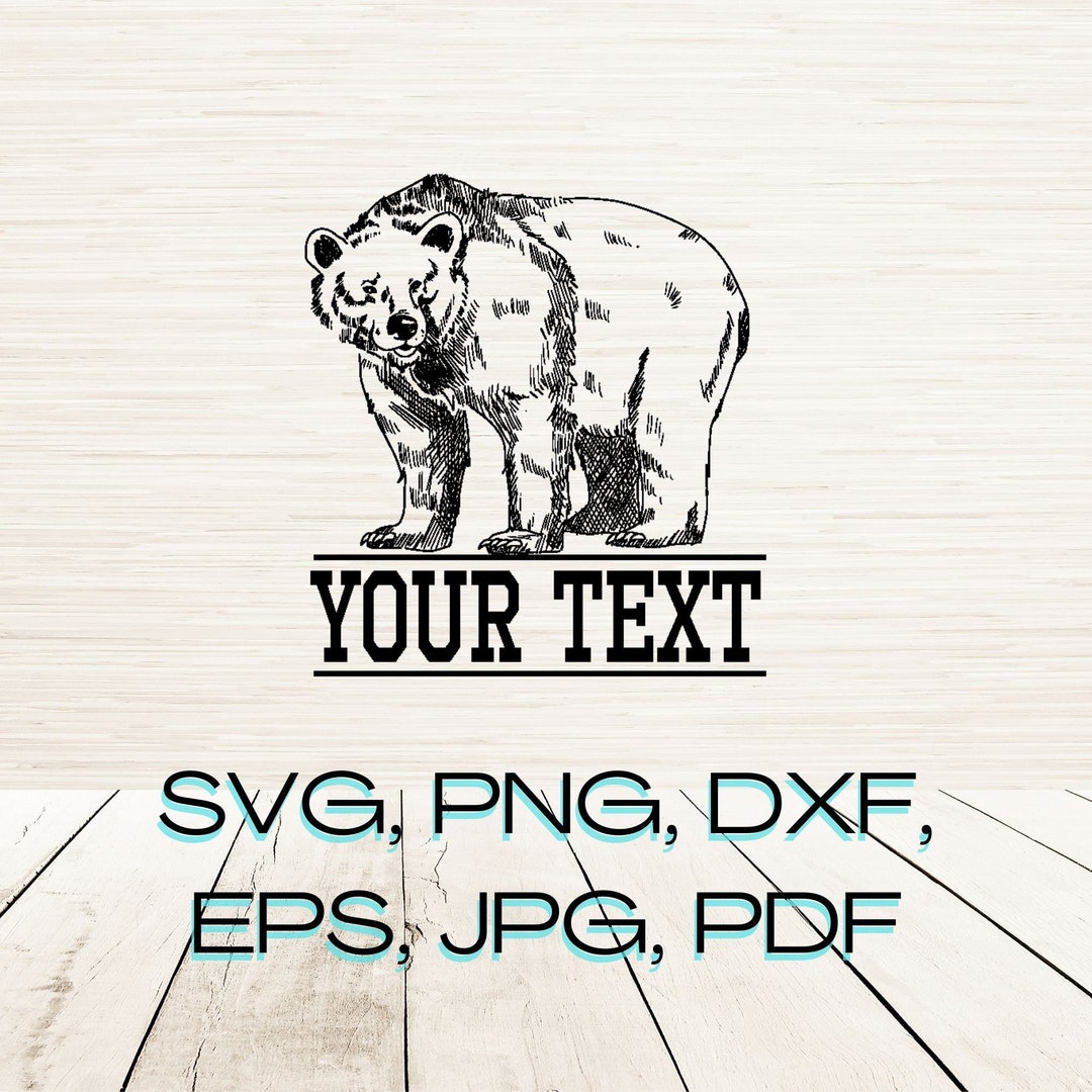 Split Monogram Grizzly Drawing Silhouette Svg Dxf Png Instant Digital ...