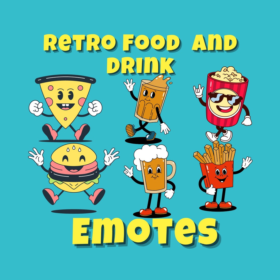 Retro Food Emotes | Twitch | Discord | Streaming | Youtube | Cute Emoji ...