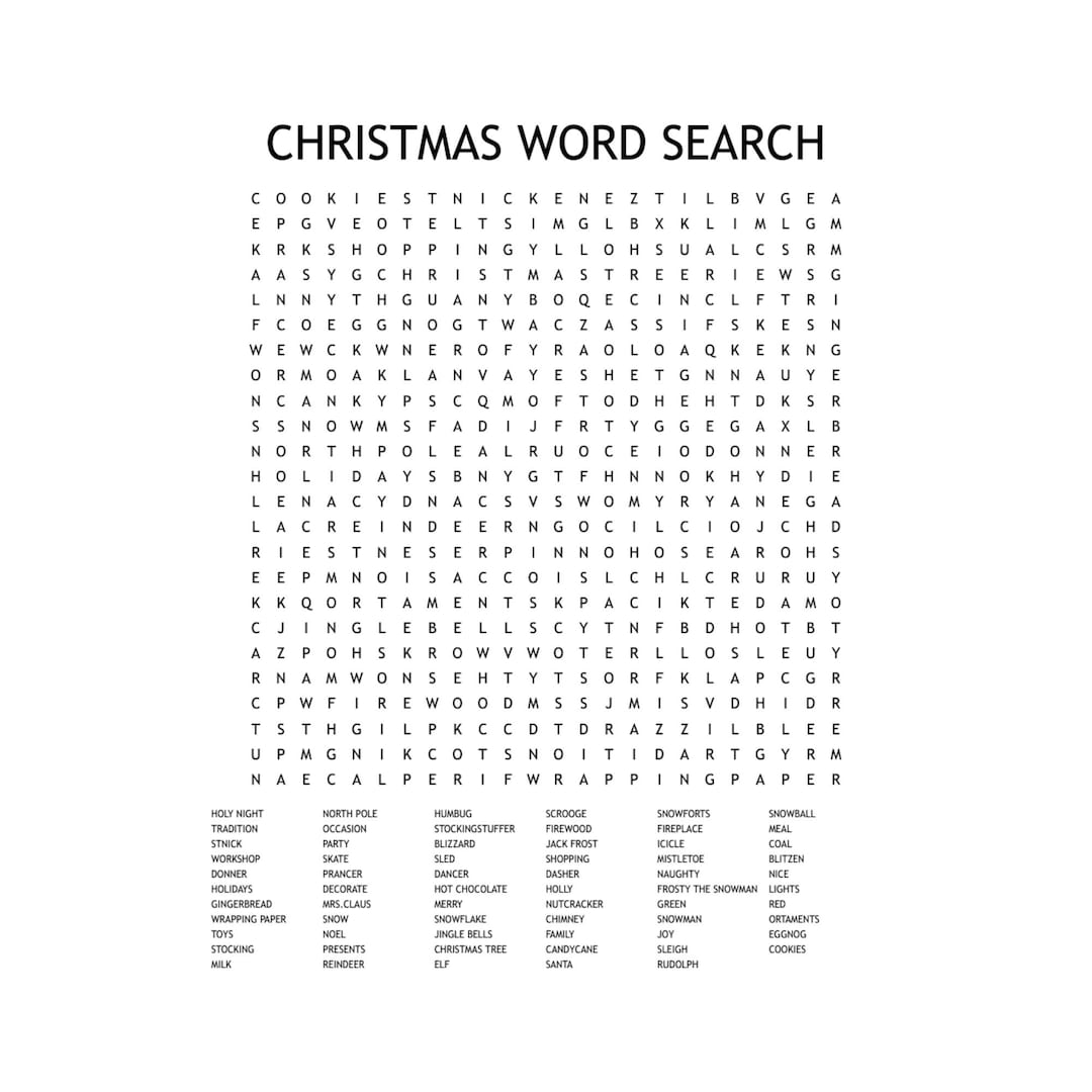 Christmas Word Search Printable Download PDF Instant Digital - Etsy