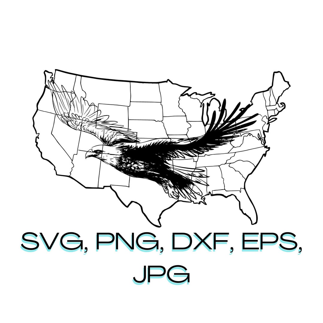 Bald Eagle Soaring Over USA Svg Dxf Eps Png Jpg America - Etsy