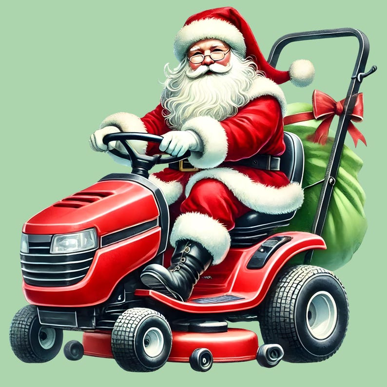 Watercolor Christmas Lawnmower Truck PNG JPG Instant Digital Download ...