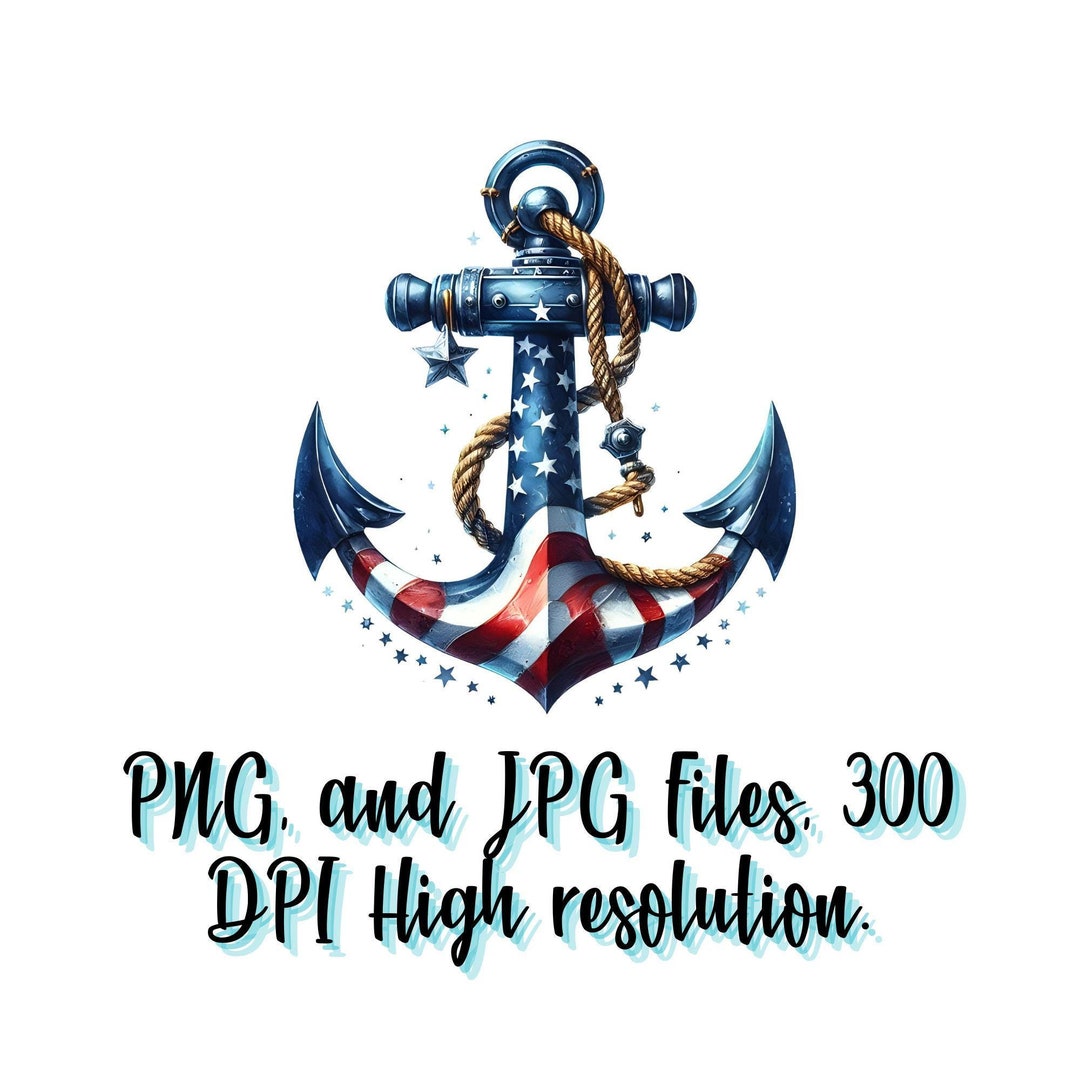 Navy Anchor PNG JPG Clipart Instant Digital Download, Nautical Tshirt ...