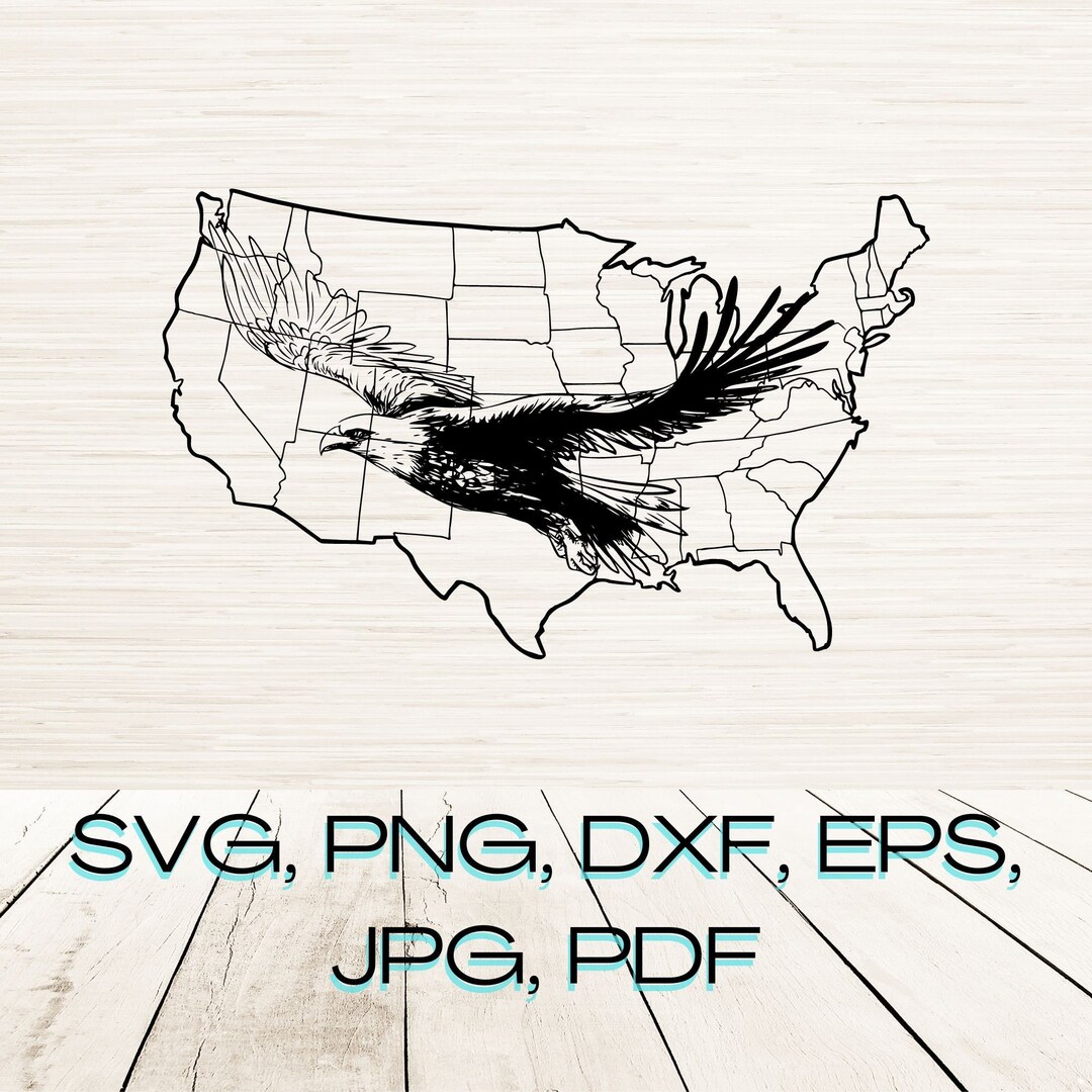 Bald Eagle Soaring Over USA Svg Dxf Eps Png Jpg | America Clipart ...