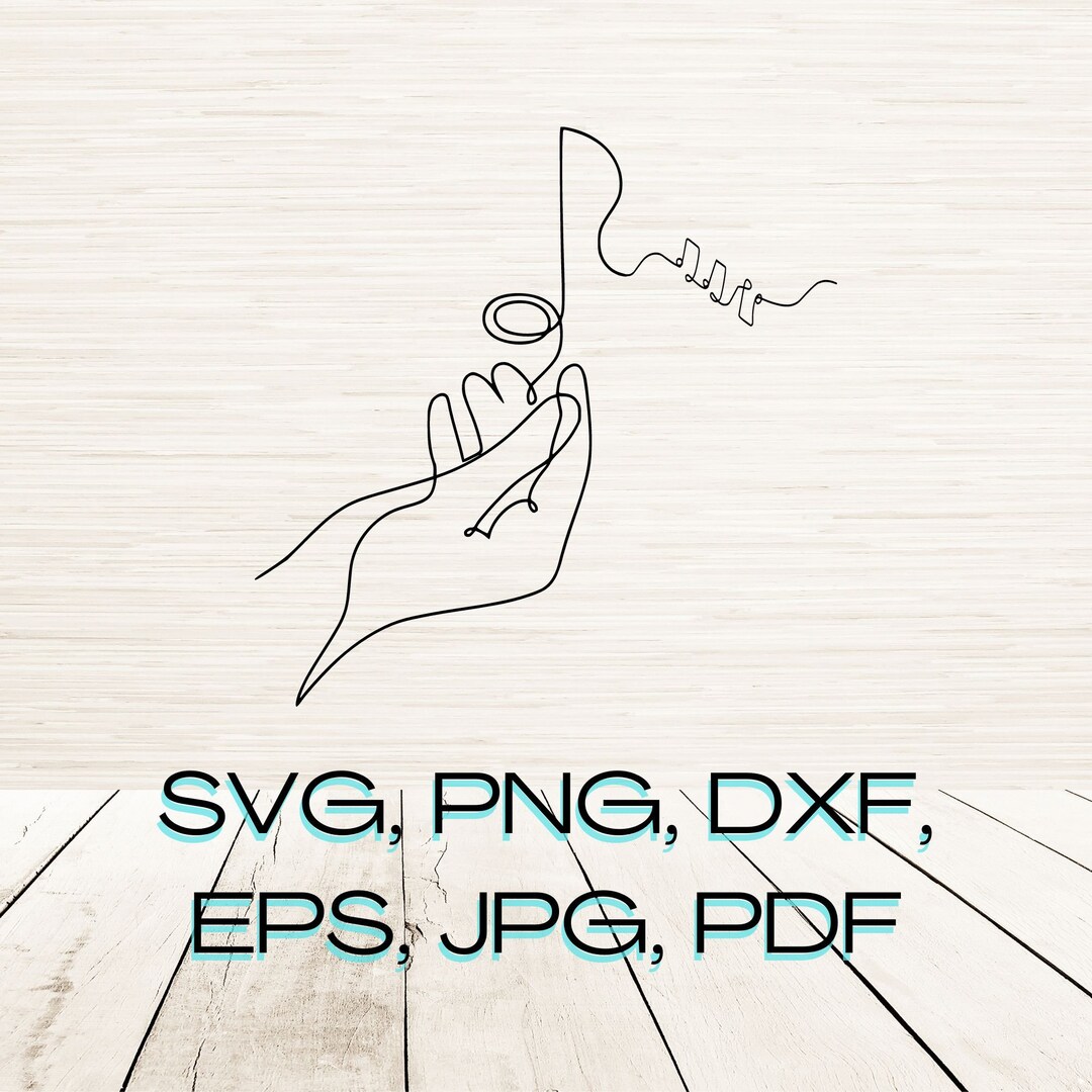 Line Art Hand With Music Notes Svg Dxf Eps Jpg Png Pdf Instant Digital ...