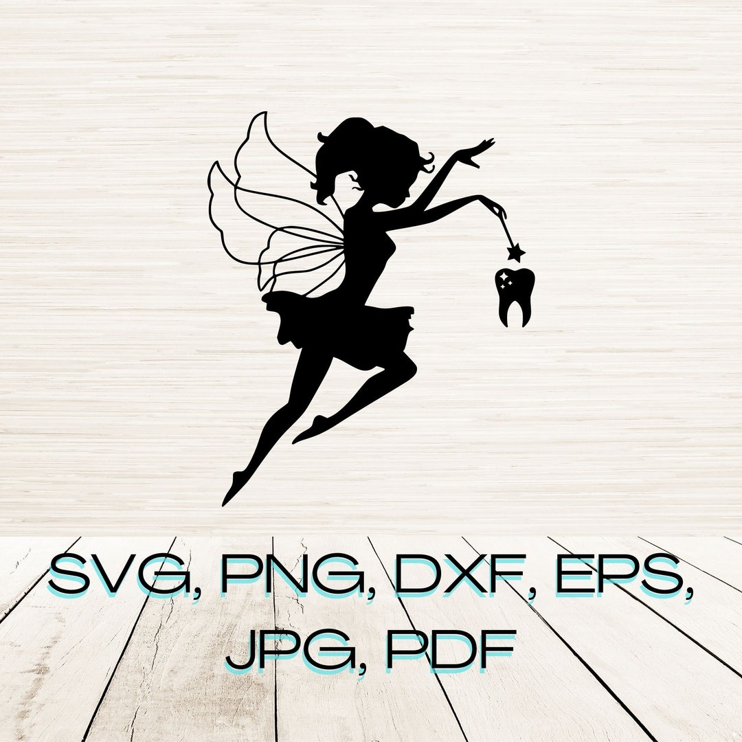 Tooth Fairy Black and White Clipart Svg Dxf Eps Jpg Png Pdf Instant ...