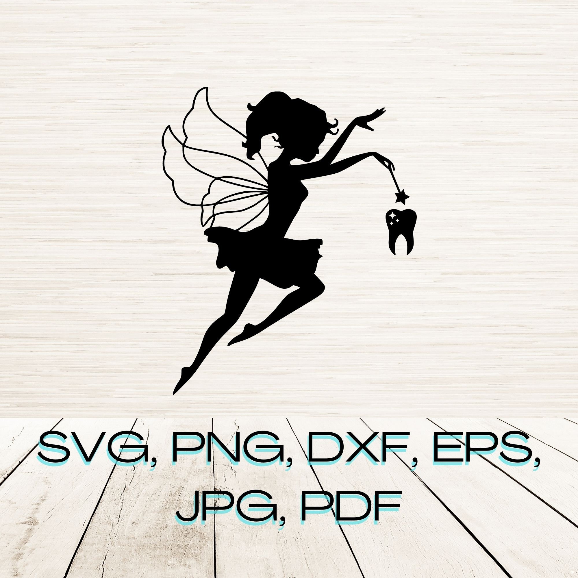 Tooth Fairy Black and White Clipart Svg Dxf Eps Jpg Png Pdf - Etsy ...