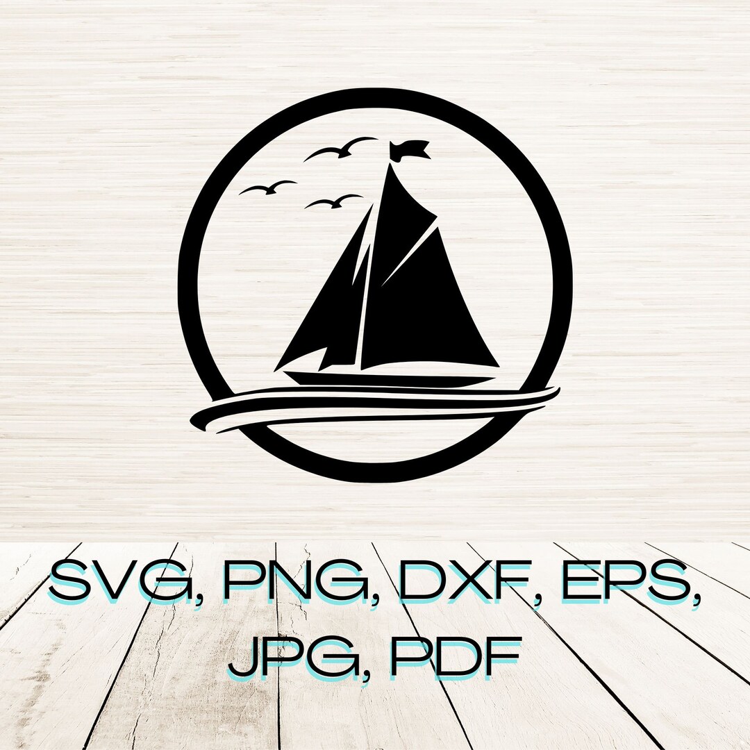 Sailboat Ocean Svg Png Dxf Eps Instant Digital Download | Silhouette ...