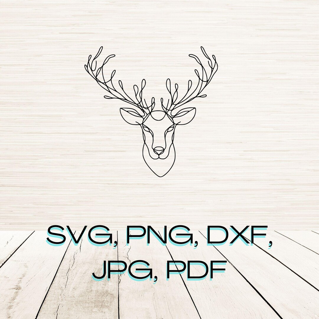 Christmas Line Art Reindeer Svg Png Instant Digital Download ...