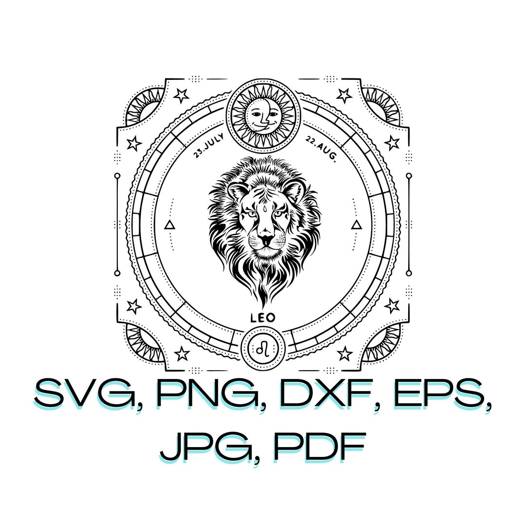 Leo Zodiac Svg Clipart Instant Digital Download | Eps Dxf Png Outline ...