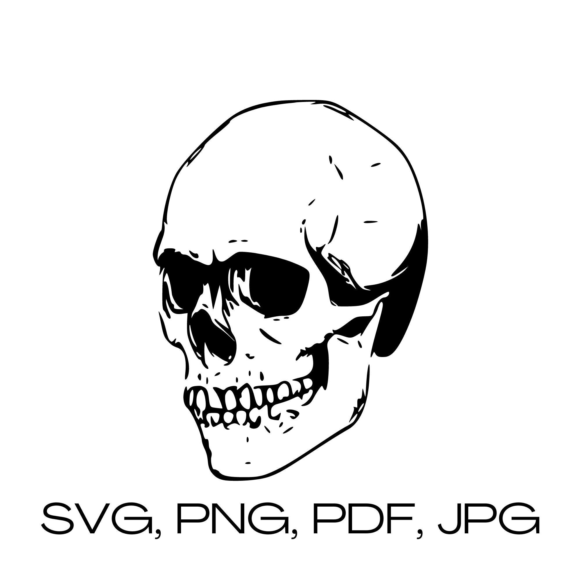 Skull Decal Outline Svg Png Jpg Pdf Vector Instant Digital - Etsy