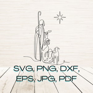 Christmas Line Art Nativity Scene Svg Png Instant Digital Download ...