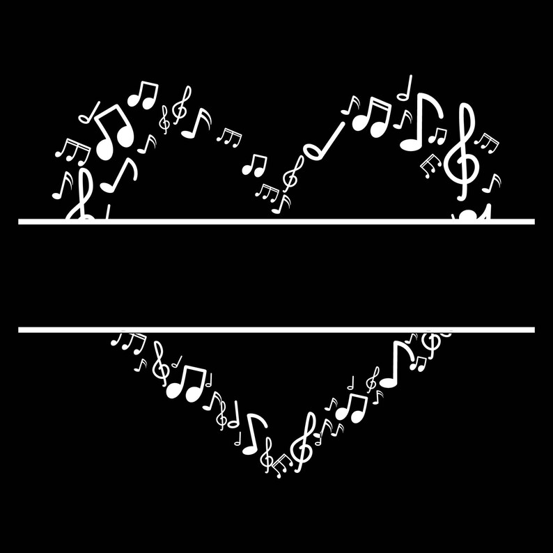 Split Monogram Music Notes Silhouette Svg Png Instant Digital Download ...