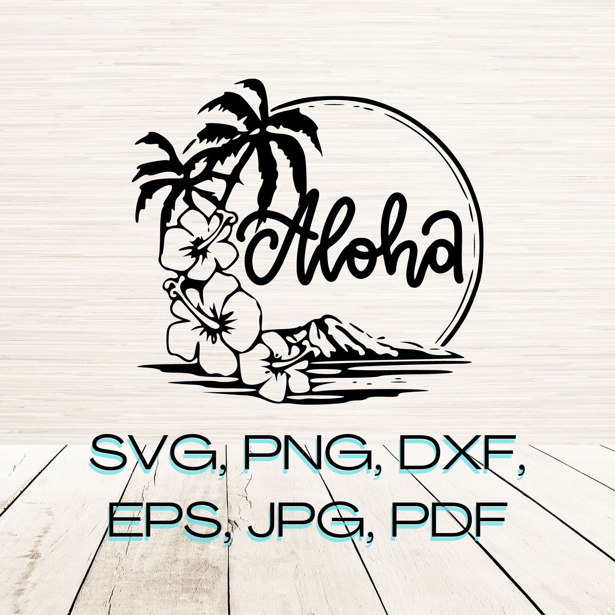 Beach Scene Aloha Silhouette Svg File Png Dxf Instant Digital Download ...