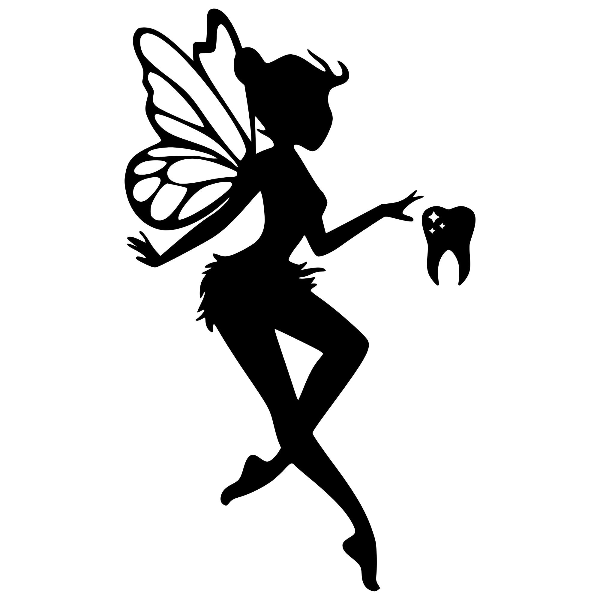 Tooth Fairy Black and White Clipart Svg Dxf Eps Jpg Png Pdf Instant ...