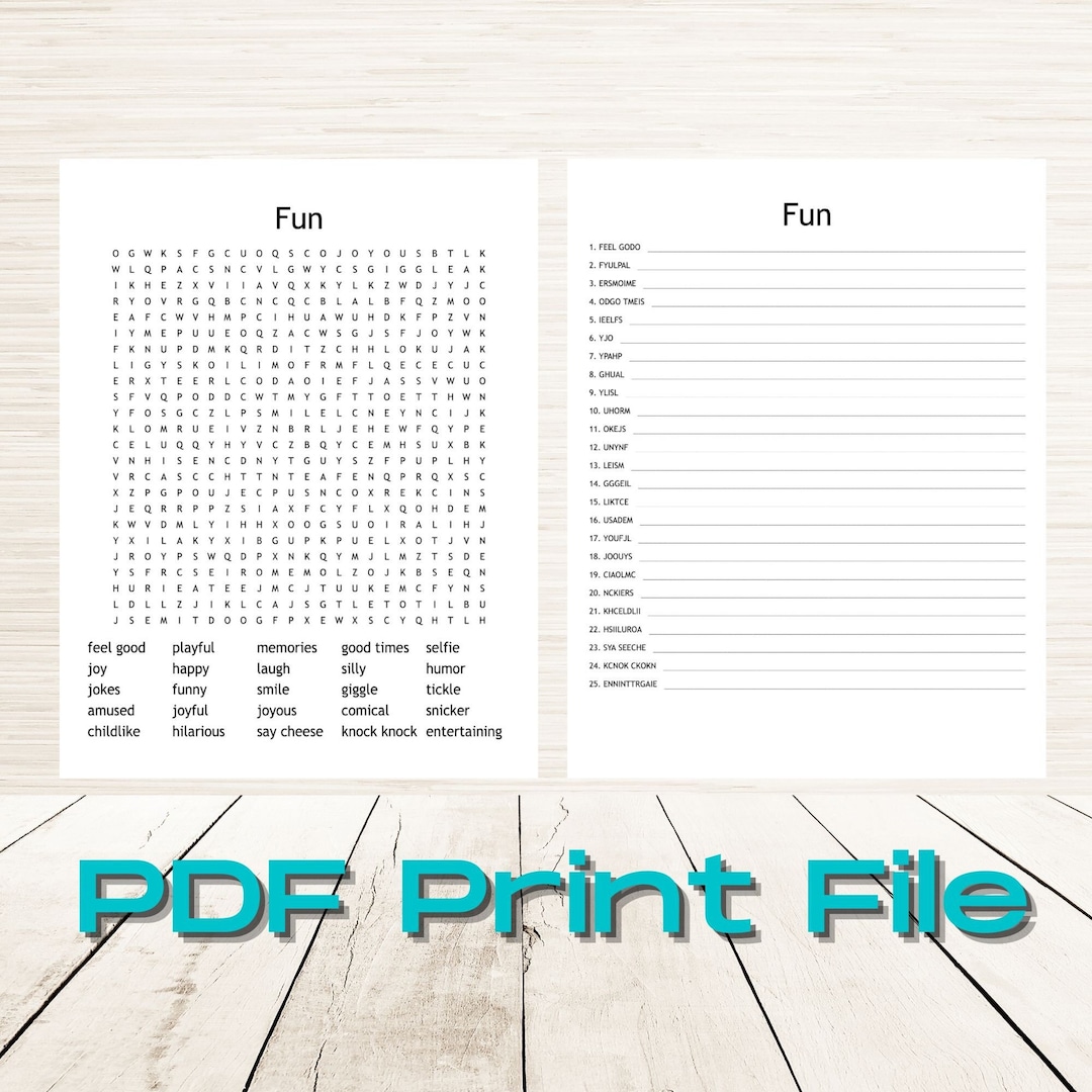 Kids Fun Word Search and Word Scramble PDF Instant Digital Download ...