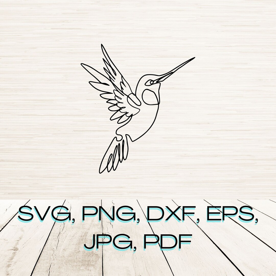Minimalist Hummingbird Line Art Svg Dxf Png Eps Jpg Instant Digital ...