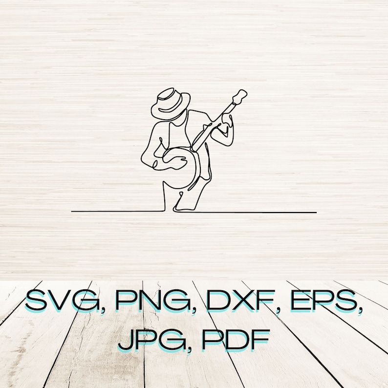 Minimalist Banjo Player Art Svg Dxf Png Eps Pdf Jpg Instant - Etsy