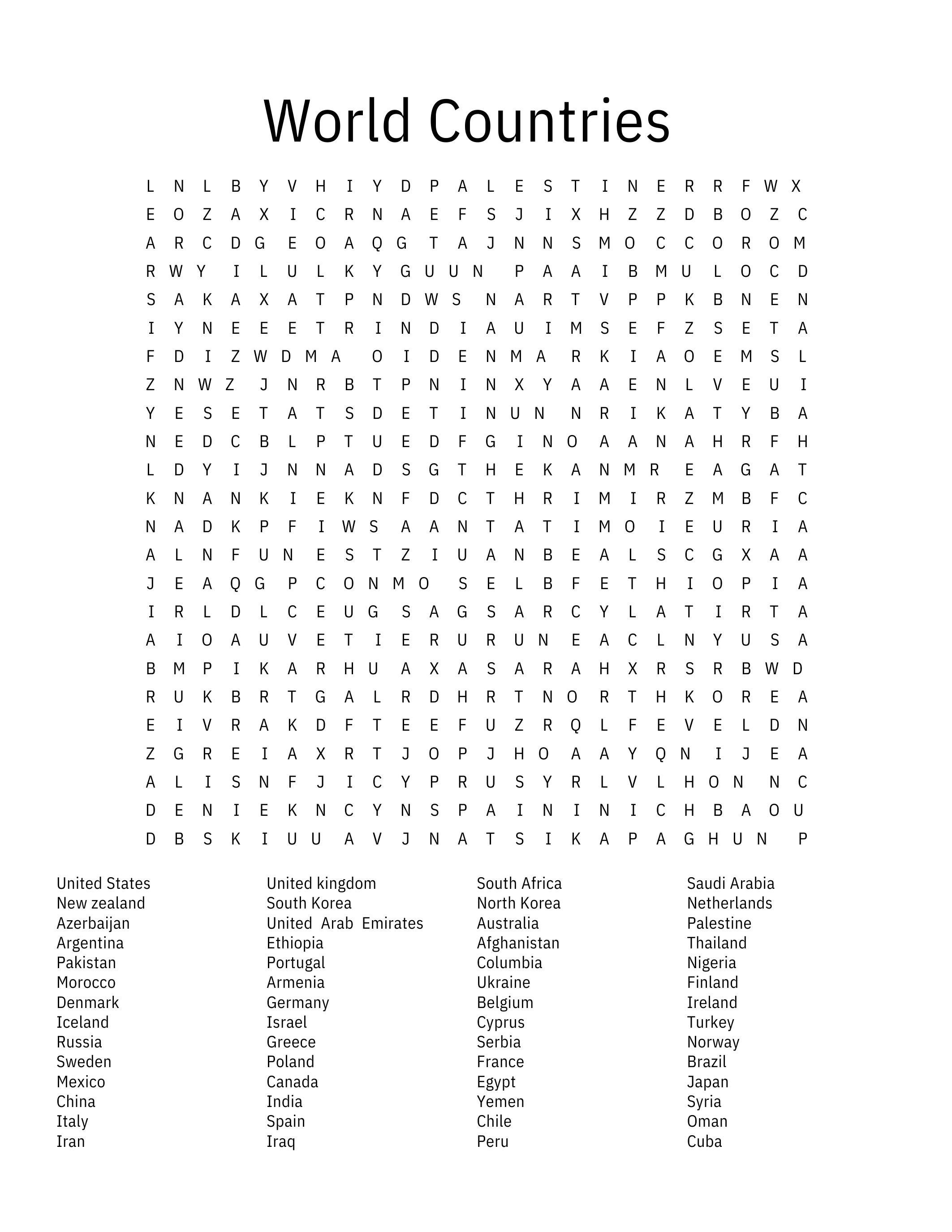 Kids World Countries Word Search PDF Instant Digital Download - Etsy