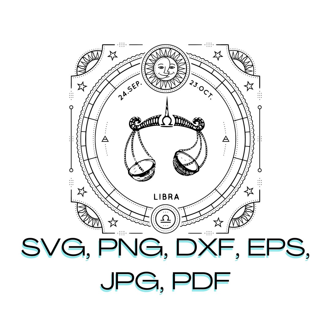 Libra Zodiac Svg Clipart Instant Digital Download Eps Dxf - Etsy