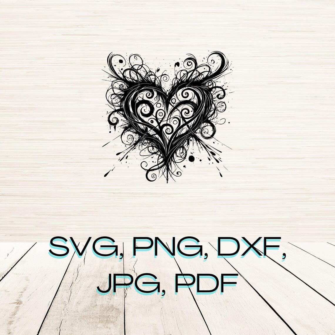 Crazy Heart Design Svg Png Instant Digital Download, Silhouette Clipart ...