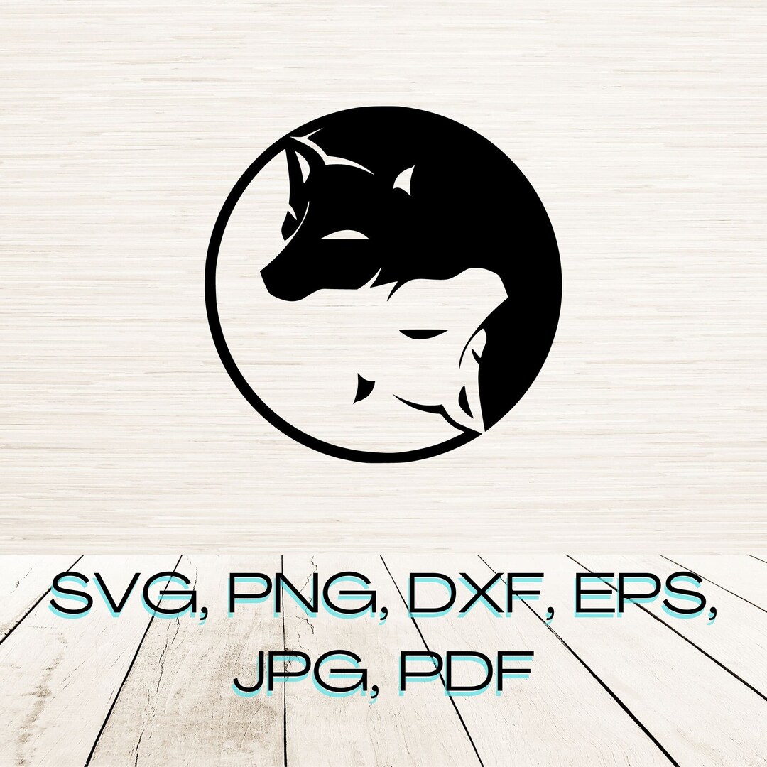 Zen Wolf Yin Yang Svg Png Dxf Jpg Pdf Instant Digital Download ...