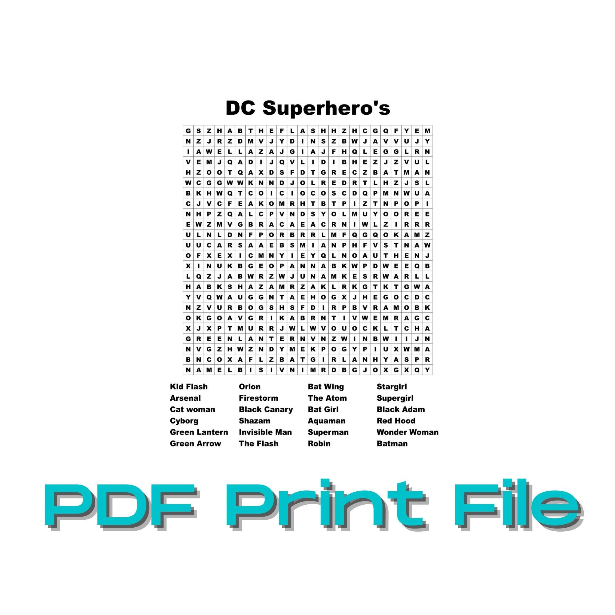 Kid's Superhero Word Search PDF Instant Digital Download - Etsy