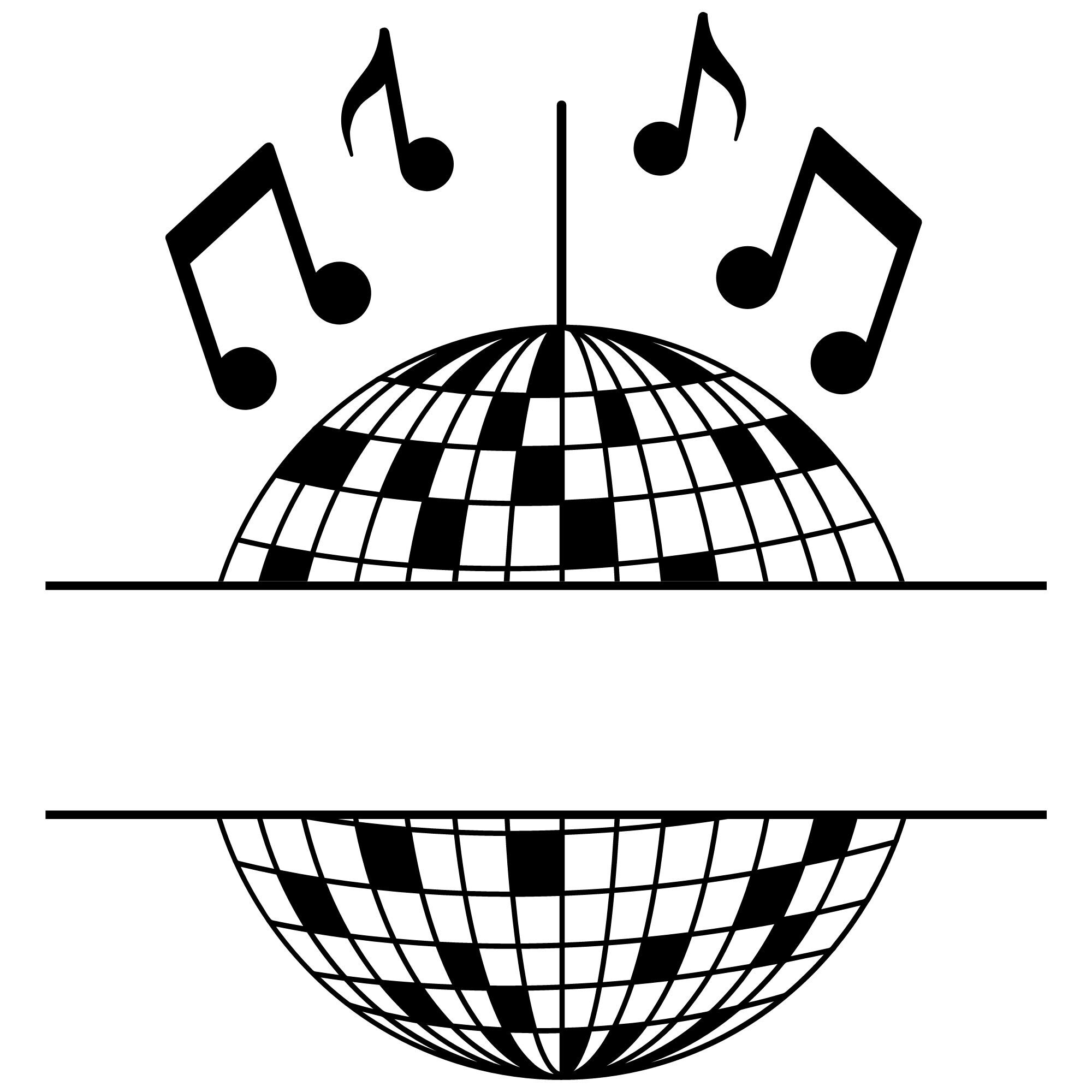 Split Monogram Disco Ball Silhouette Svg Dxf Png Instant Digital ...
