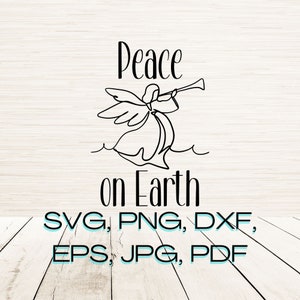 Christmas Line Art Angel Bugle Svg Dxf Png Instant Digital Download ...