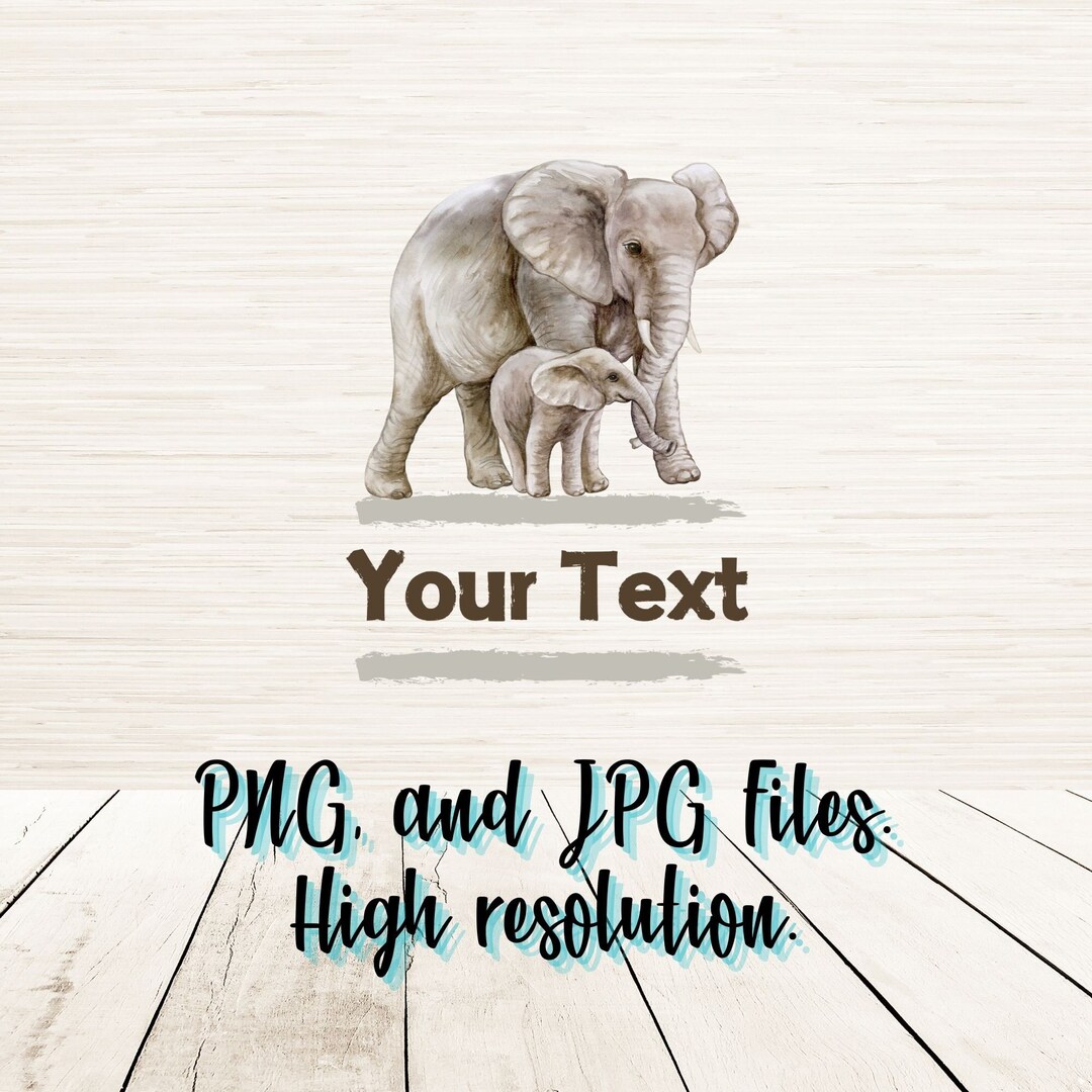 Split Monogram Baby Elephant With Mom PNG JPG Instant Digital Download ...