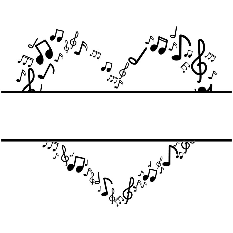 Split Monogram Music Notes Silhouette Svg Png Instant Digital Download ...
