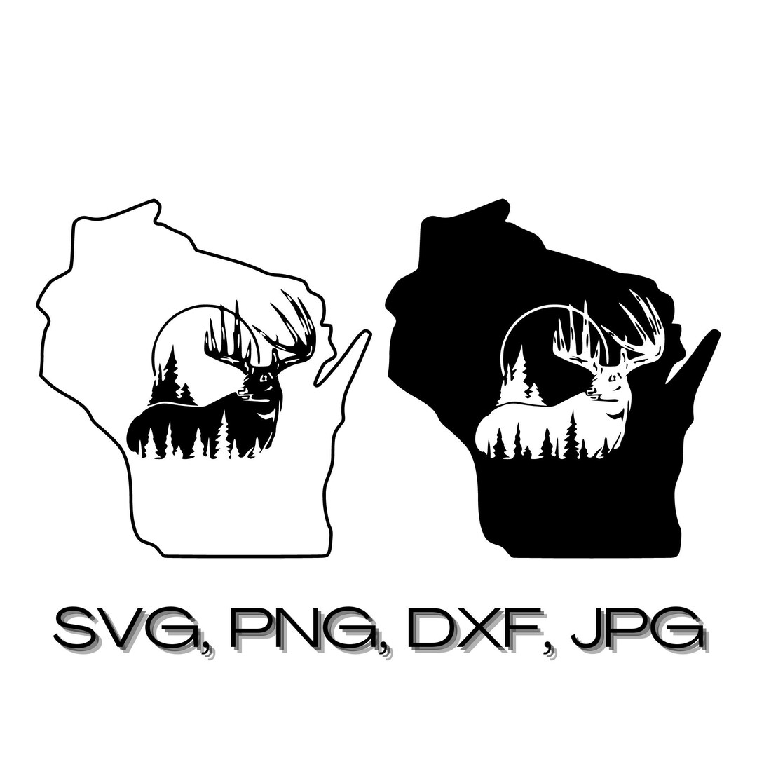 State of Wisconsin With Buck SVG DXF Instant Digital Download | Png Jpg ...