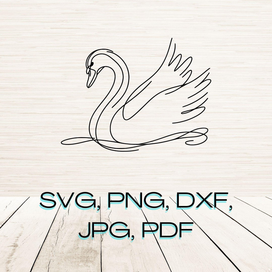 Minimalist Single Swan Line Art Svg Dxf Png Instant Digital Download ...