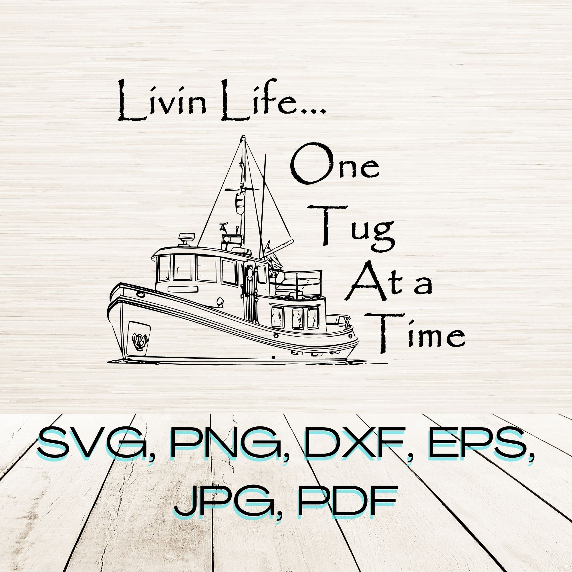 Tug Boat Svg Dxf Eps Png Jpg Instant Digital Download | Clipart Outline ...