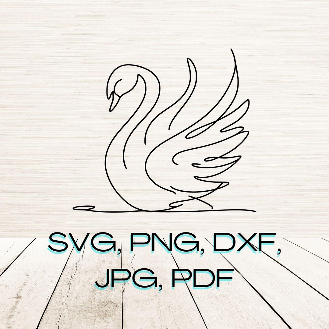 Minimalist Single Swan Line Art Svg Dxf Png Instant Digital Download ...