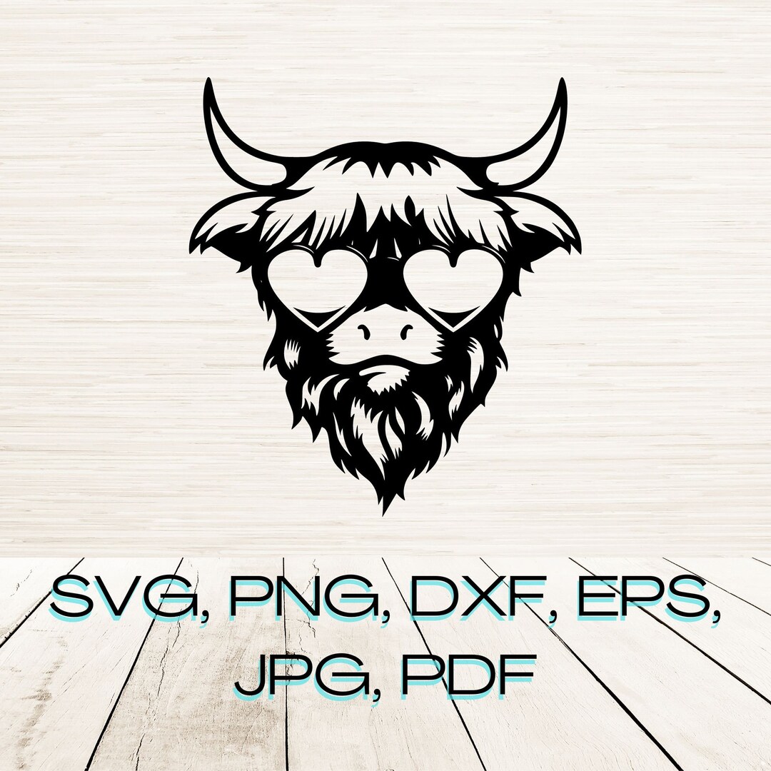 Cute Highland Cow Face Svg Dxf Eps Jpg Png Instant Digital Download ...
