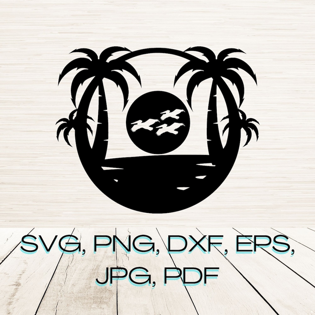 Pelicans Flying Beach Scene Svg Instant Digital Download Silhouette ...