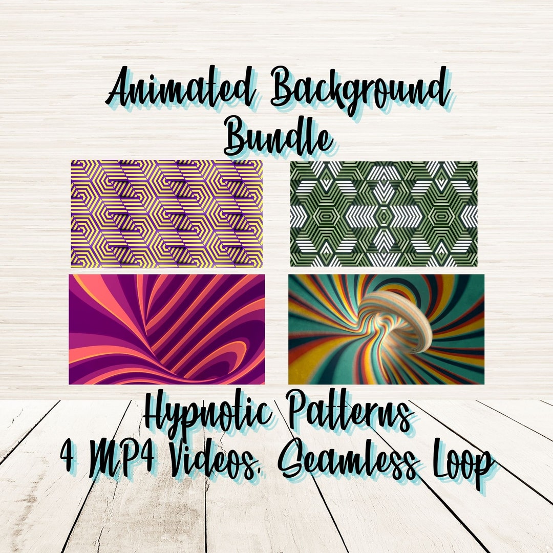 Animated Background Bundle | Hypnotic Patterns Screen | Seamless Looping MP4 Media | Digital ...