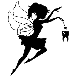 Tooth Fairy Black and White Clipart Svg Dxf Eps Jpg Png Pdf Instant ...