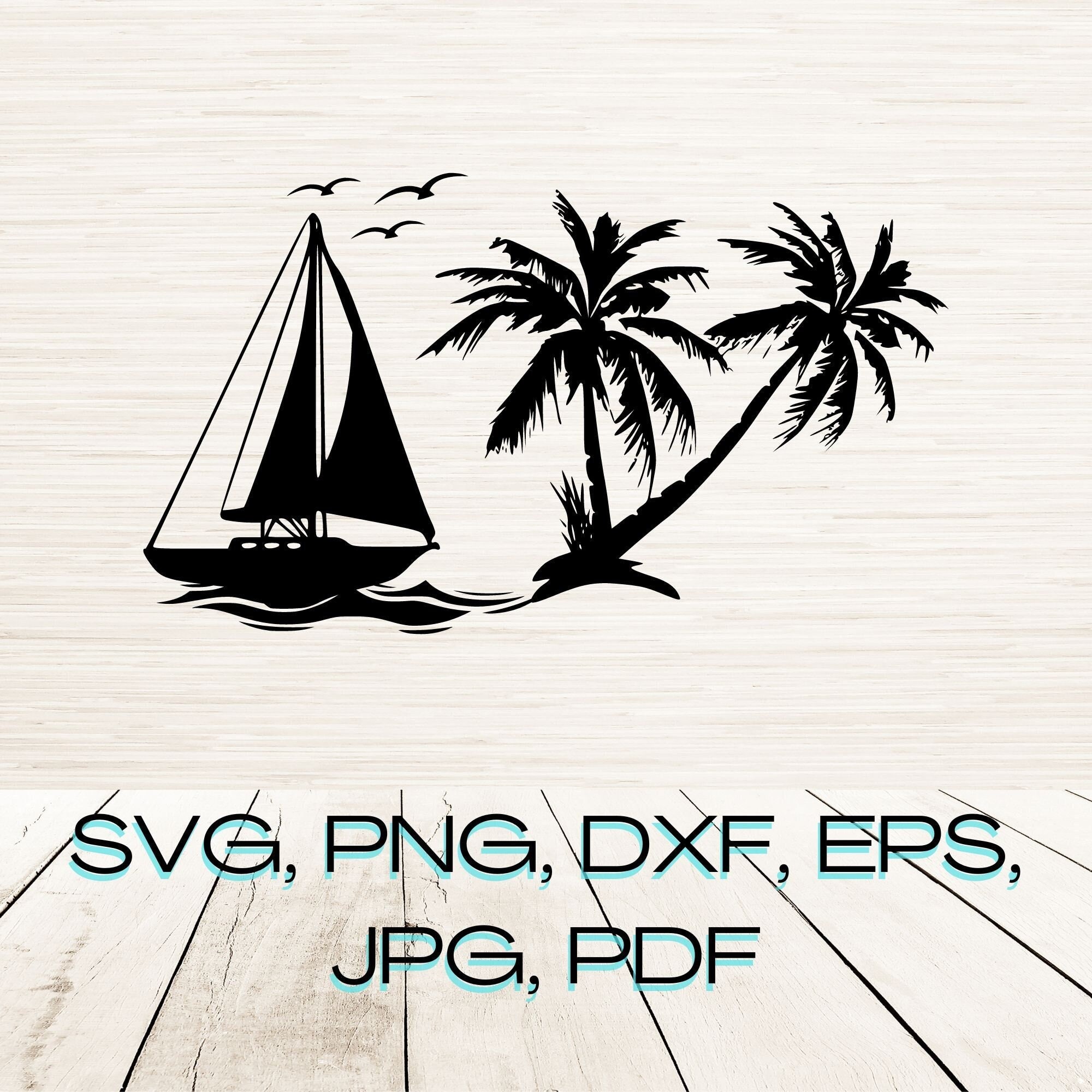 Sailboat Ocean Svg Png Dxf Eps Instant Digital Download - Etsy