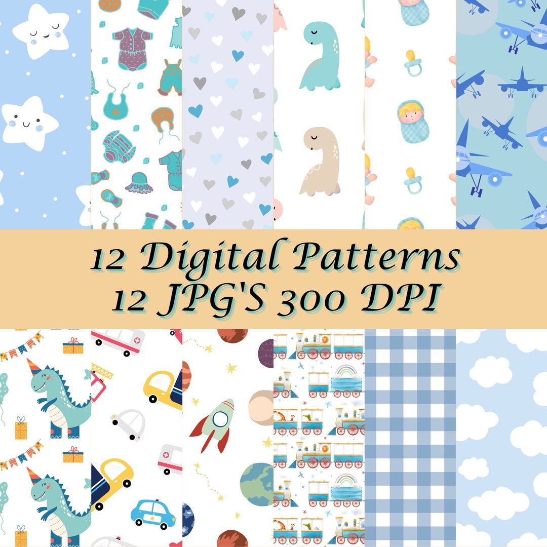 Baby Boy Digital Paper Designs | Digital Backgrounds | Scrapbook Paper ...