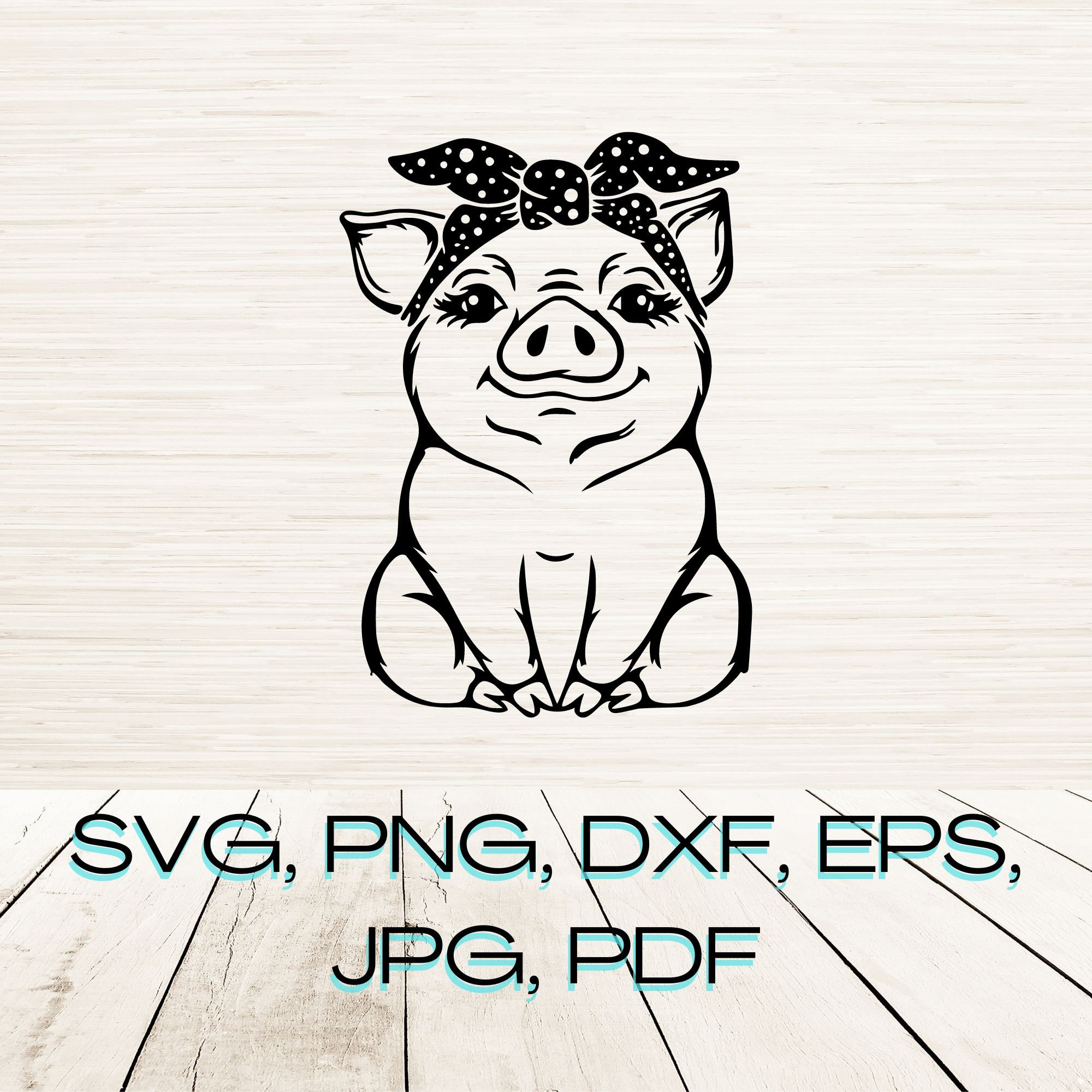Cute Vintage Pig Art Svg Dxf Eps Jpg Png Instant Digital - Etsy