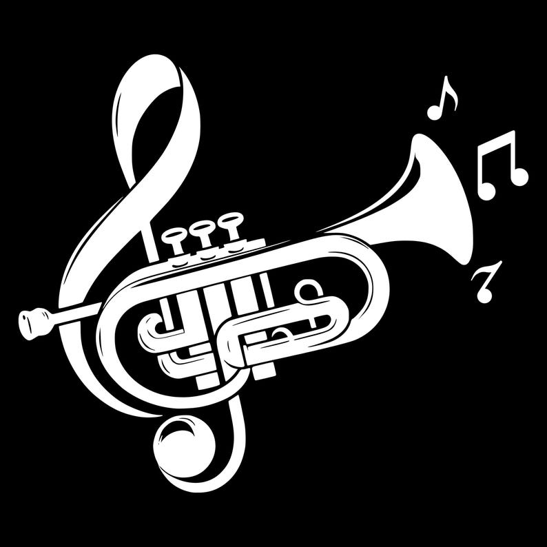 Trumpet Art Svg Dxf Png Instant Digital Download, Outline Silhouette ...