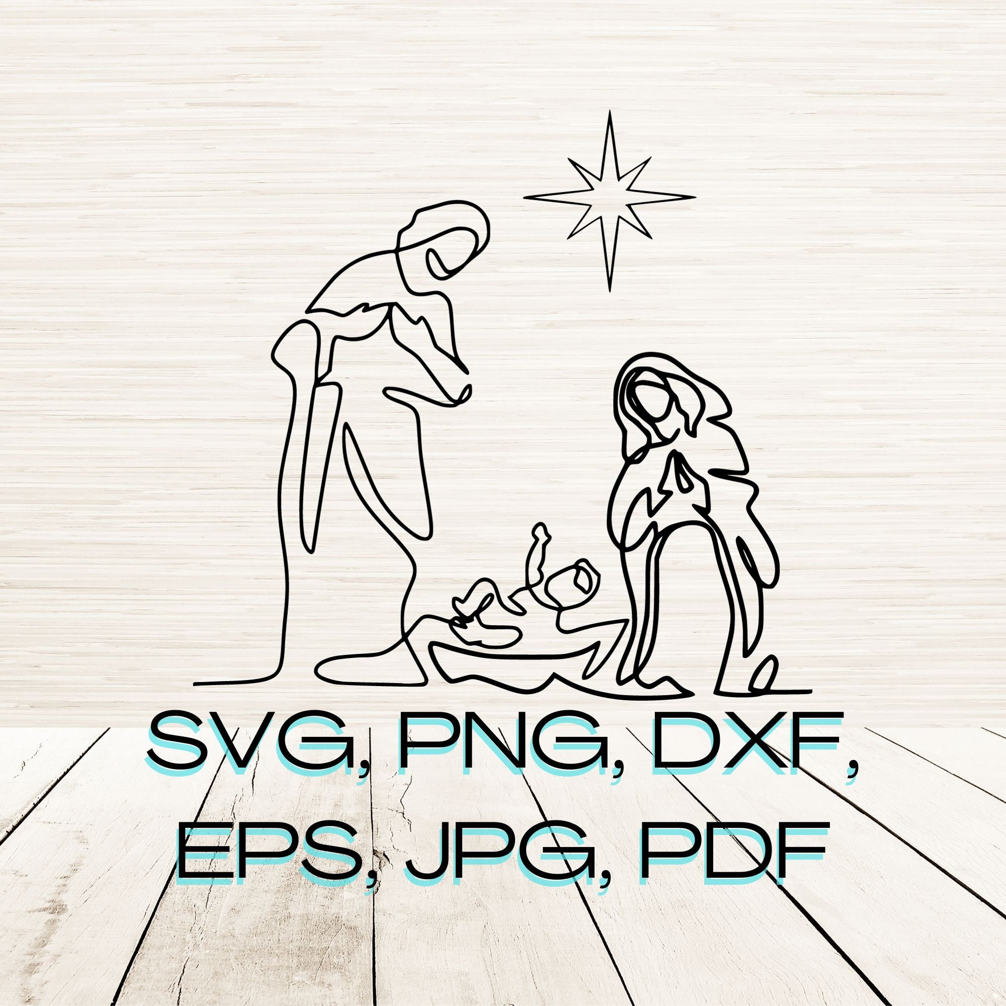 Christmas Line Art Nativity Star Svg Png Instant Digital Download ...